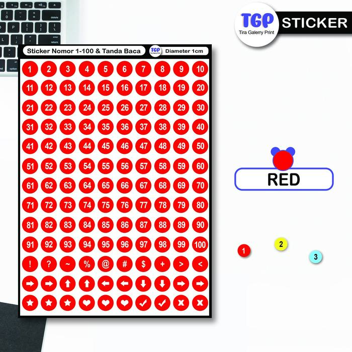 Jual Sticker Nomor 1-100, Label Angka Diameter 1cm Bulat, Bisa Custom ...