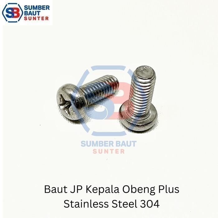 Jual JP M5x10 Baut Kepala Obeng + Bulat Stainless SS 304 Pan Head M5 x ...