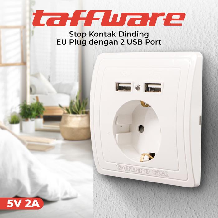 Jual Stop Kontak Plug EU +2 USB Port Dinding Tembok Colokan Socket SCN2 ...