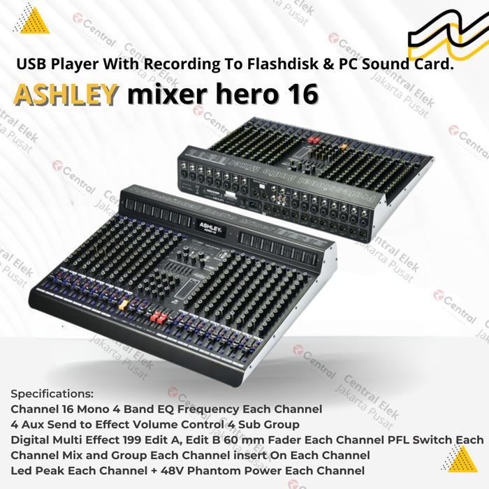 Jual mixer ashley hero16 / hero 16 - 16channel original ashley - Jakarta Pusat - Central Elek ...