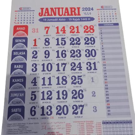 Jual kalender dinding angka besar jumbo 12 lembar asli menara kudus ...