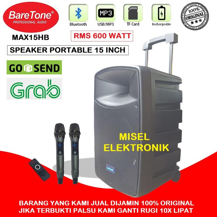 Jual SPEAKER PORTABLE 15 INCH BARETONE MAX15HB PAKET KARAOKE SMART TV ...
