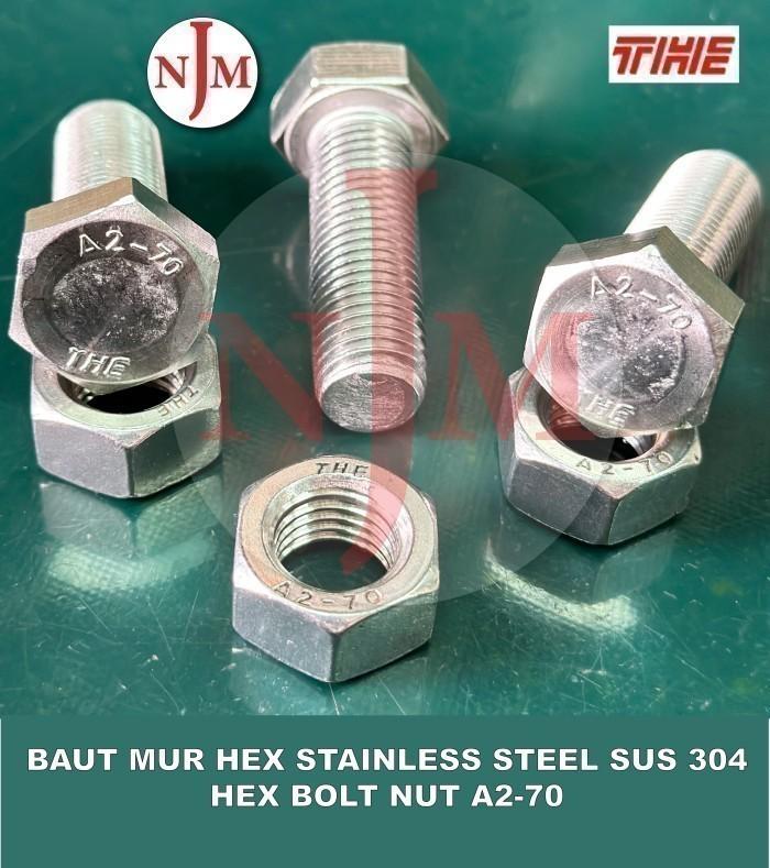 Jual Baut Mur Stainless Steel 304 M 16 x 150 / HEX BOLT NUT A2-70 ...