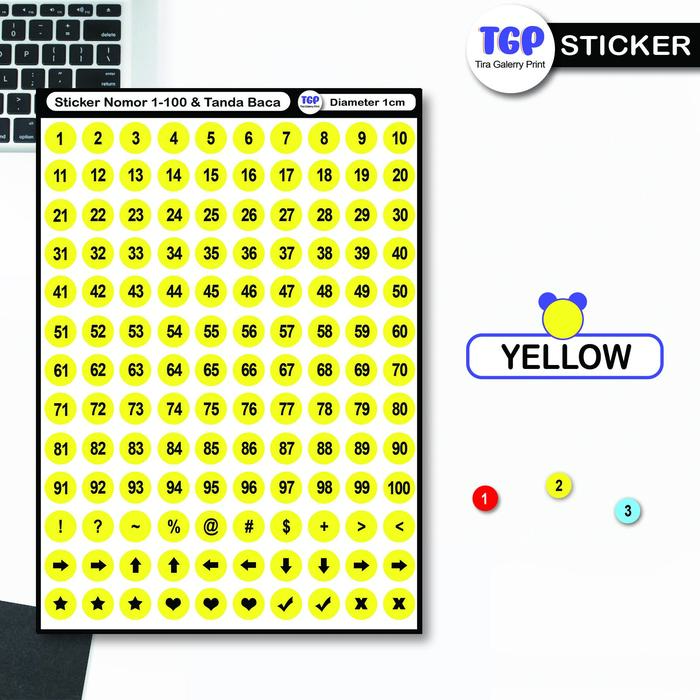 Jual Sticker Nomor 1-100, Label Angka Diameter 1cm Bulat, Bisa Custom ...