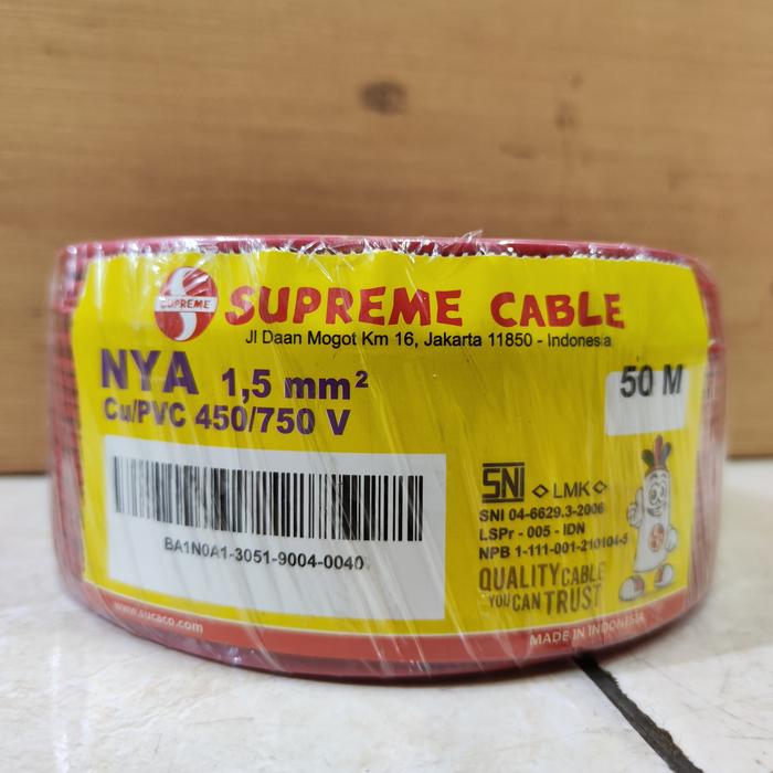 Jual Kabel SUPREME NYA 1x1.5 1x1,5 1.5 mm 50M Meter - Merah - Jakarta Barat - LED Lighting Store ...