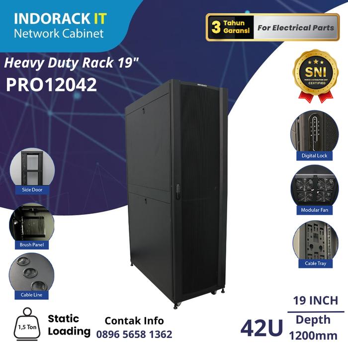 Promo Rack INDORACK Heavy Duty PRO12042 19" Perforated Depth 1200mm ...