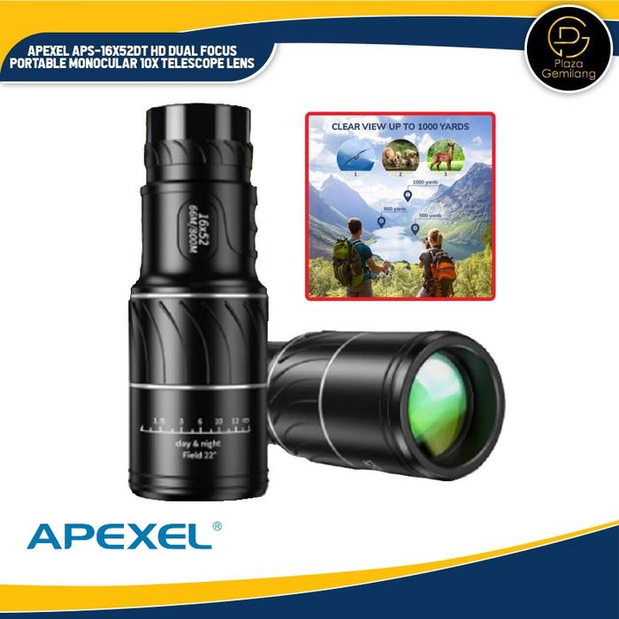 Jual Apexel APS-16X52DT HD Dual Focus Portable Monocular 10X Telescope ...
