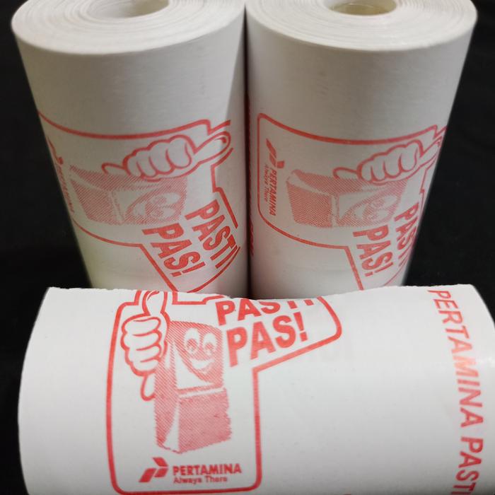 Jual kertas thermal ukuran 58x30mm full logo SPBU pasti pas paket 6rol ...