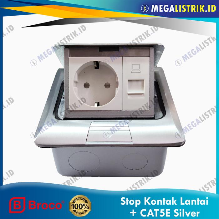 Jual Broco Stop Kontak Tanam Lantai + LAN RJ45 CAT5 Outlet Silver ...