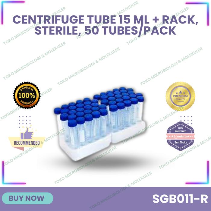 Jual Centrifuge Tube 15 ml + Rack, Sterile, 50 Tubes/Pack - Kab. Bogor - Toko Mikrobiologi dan ...