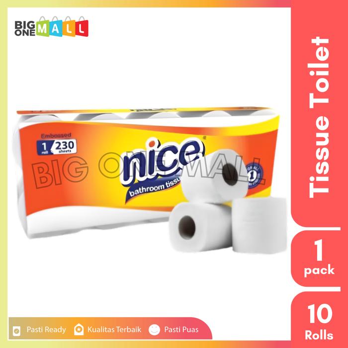Promo Tissue Toilet Nice Roll Core Emboss 10 Roll, Tisu Gulung Kamar ...
