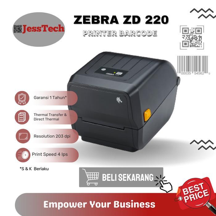Jual BARCODE PRINTER ZEBRA ZD 220/ ZD220 - SETARA ZD-888T RIBBON 75M ...