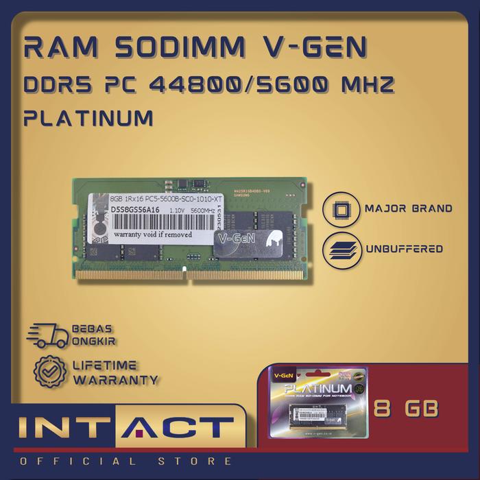 Jual RAM DDR5 Sodimm V-GeN Platinum 8GB PC44800/5600Mhz Memory Laptop ...