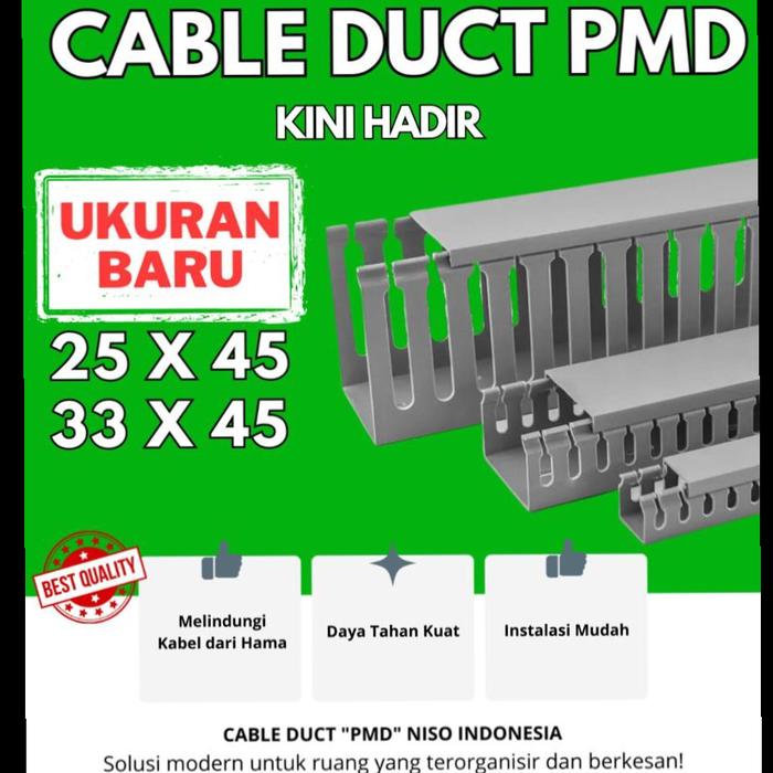 Promo NISO Kabel Duct 33x45 Lubang Abu-abu PMD Wiring cable PVC 33 x 45 ...