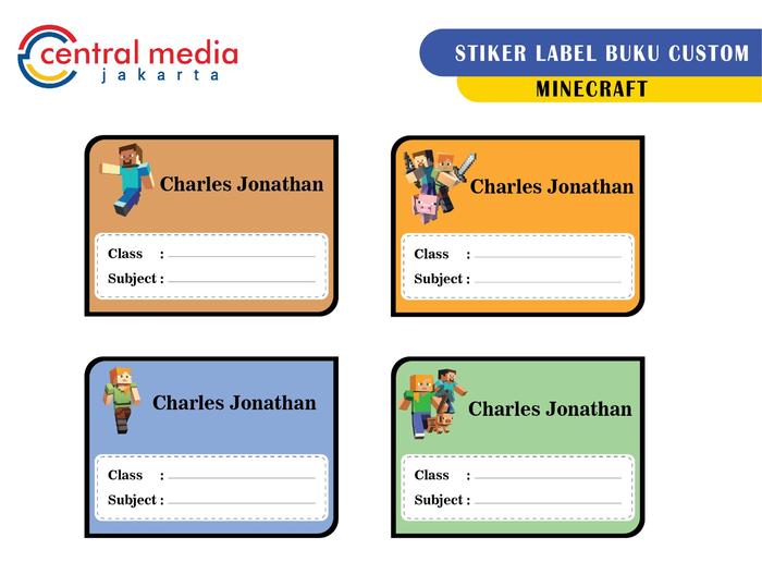 Jual Cetak Sticker Label Buku Custom CROMO Stiker Nama Anak - MINECRAFT ...