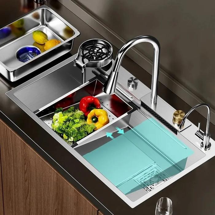 Jual Kitchen Sink Luxury 7545 Stainless Lengkap Kran Water Fall Di ...