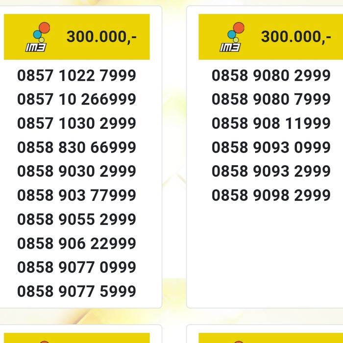 Jual Nomor Cantik indosat M3 ratusan 00 triple 999 Brb10 - Jakarta ...