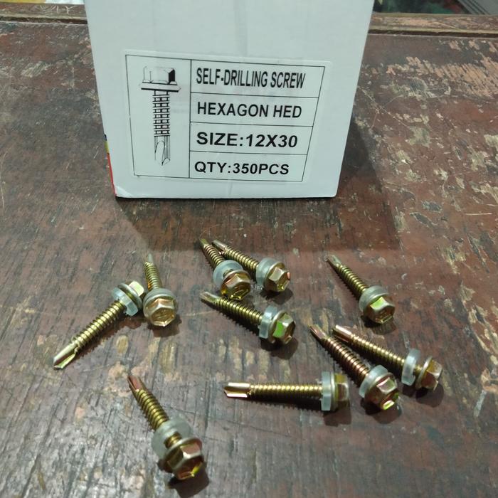 Jual baut drilling 3 cm baut atap baja ringan sekrup roofing 12 x 30 ...