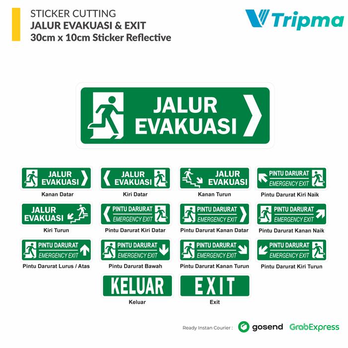 Promo Sticker Jalur Evakuasi - Exit 30cm x 10cm Sticker Relfective ...