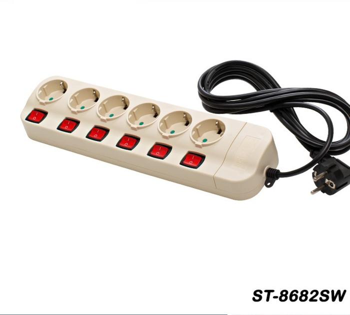 Jual Stop Kontak Uticon 6 Lubang ST-8682SW/ StopKontak kabel 3m - Kota Makassar - PELITA ...