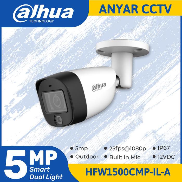 Jual DAHUA HFW1500CMP-IL-A 5MP Smart Dual Light Semi Colorvu + Audio ...