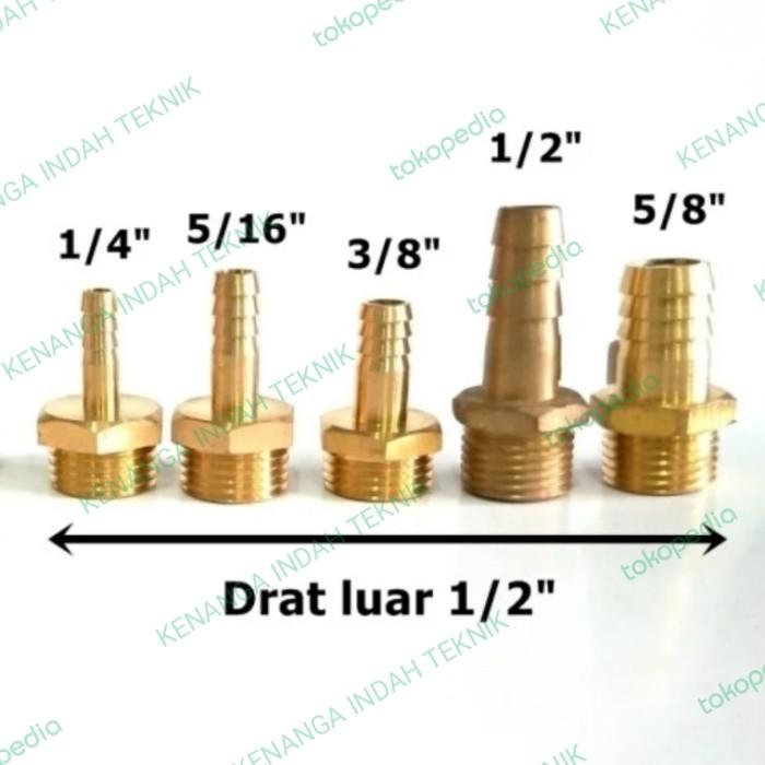 Jual Nepel Selang Kuningan 1/2" x 5/16" (8mm) / Hose Nepel Drat Luar ...