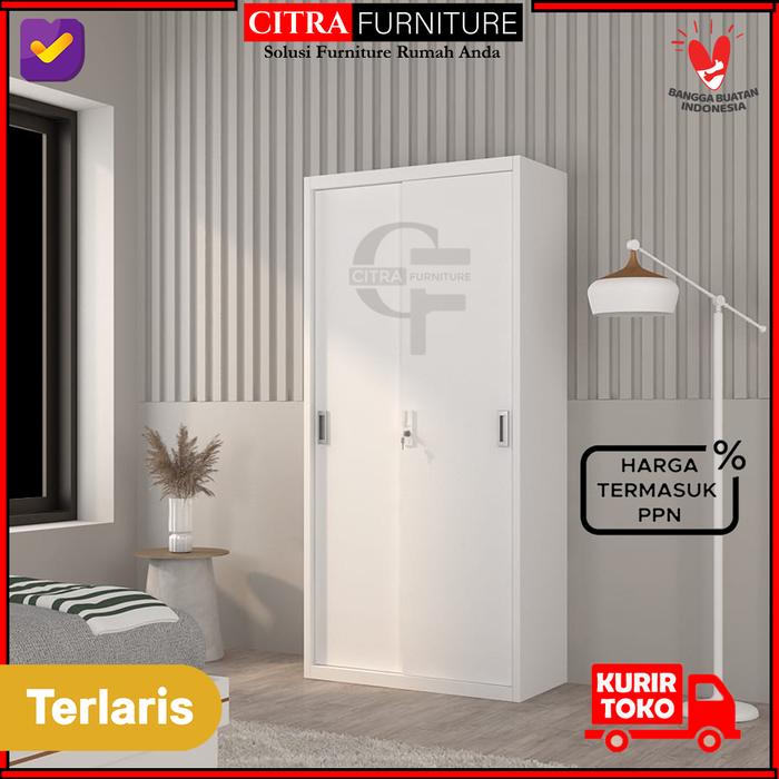 Promo SHUMO Lemari Pakaian Baju Besi Sliding Minimalis Full Rak ...