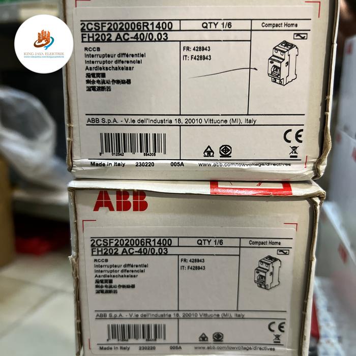 Jual ELCB/RCCB ABB 2P 40A 30MA FH202 AC-40/0.03 2CSF202006R1400 - Jakarta Pusat - King Jaya ...