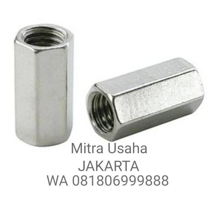 Jual Long Nut m10 p1.5 x 30mm kunci 17 / Mur Panjang / Coupling Nut ...