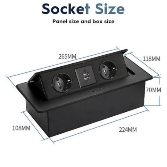 Jual BOX FLOOR SOCKET LANTAI/MEJA 2 COLOKAN LISTRIK ARDE EU+2 USB 5 ...