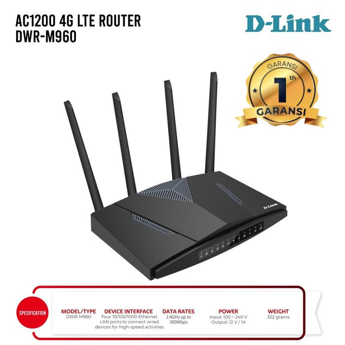 Jual D-link DWR-M960 , AC1200 4G LTE Modem SIM card slot ROUTER Dual ...