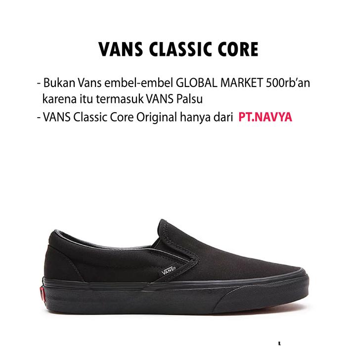 Jual VANS Slip On Classic Full / Triple Black Original (Authorized ...