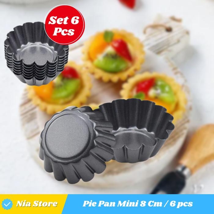 Jual Loyang Cetakan Kue Pie/Tart Pan Mini 8 Cm Set 6 Cup Cm Anti ...