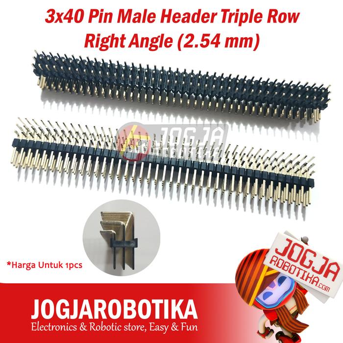 Jual 3x40 Pin Male Header 3 Baris Triple Row Right Angle Bengkok L 2.54 ...