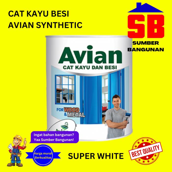 Promo CAT KAYU BESI AVIAN 1 KG 1 LITER 1LTR SUPER WHITE PUTIH GLOSS SW ...