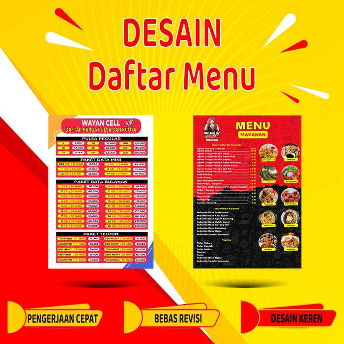 Jual Desain Design Daftar Menu Makanan Daftar Menu Harga - Kota Depok ...
