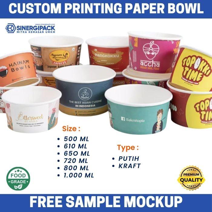 Jual Paper Bowl Custom Print 500ml, 650ml, 800ml, 1000ml - Putih ...