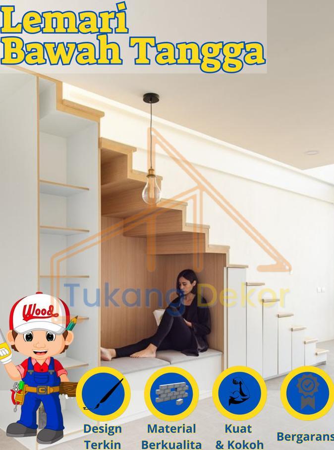 Jual Rak Bawah Tangga Custom / Penyimpanan Bawah Tangga / Rak Kayu ...