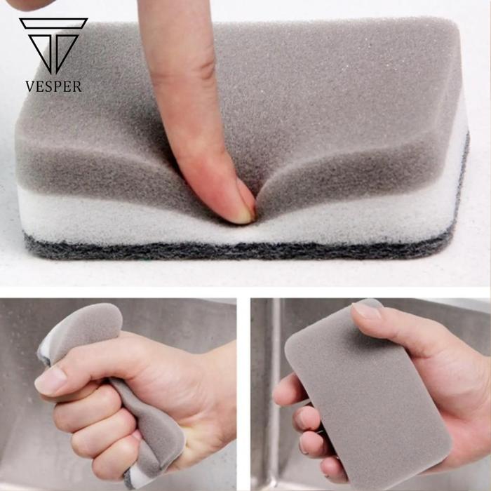 Jual sponge busa cuci piring 3lapis layer cleaning brush dishwashing ...