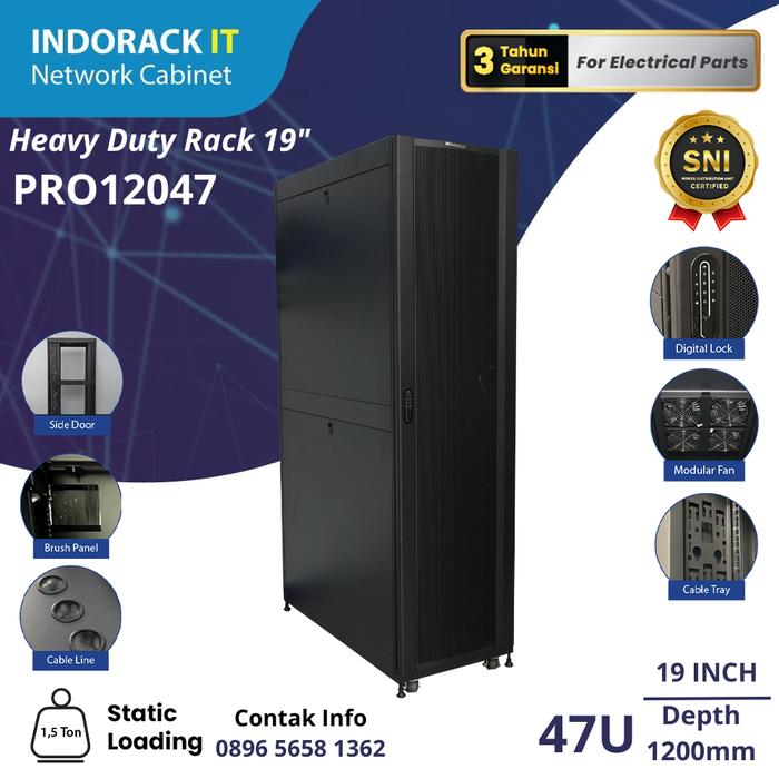 Promo Rack INDORACK Heavy Duty PRO12047 19" Perforated Depth 1200mm ...