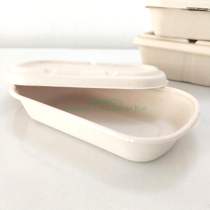 Jual Bagasse Box / Korean Bento Cake Box / Burger Box Sugarcane - 5pcs ...