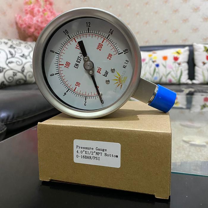 Jual PRESSURE GAUGE 4" X 1/2" 16 BAR FULL SS SUN INSTRUMENT - Jakarta ...