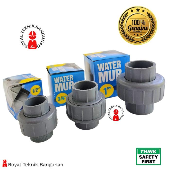 Jual Water Mur PVC 1/2 3/4 1 inch / Watermur Polos / Union Socket ...