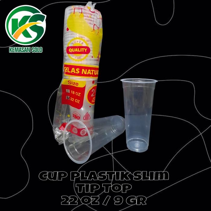 Jual Gelas plastik cup datar SLIM merk TIP TOP 22 oz 9 gr - Kota ...