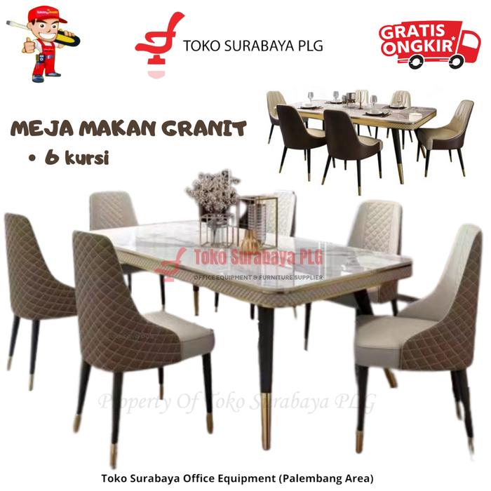 Jual Meja Makan Marmer 6 kursi Impor Marble Dining Table Meja Kursi Makan - Kota Palembang ...