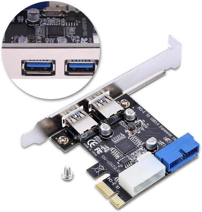 Jual PCIE USB 3.0 2Port with Header Front Panel PCI-E X1 Card - Kota ...