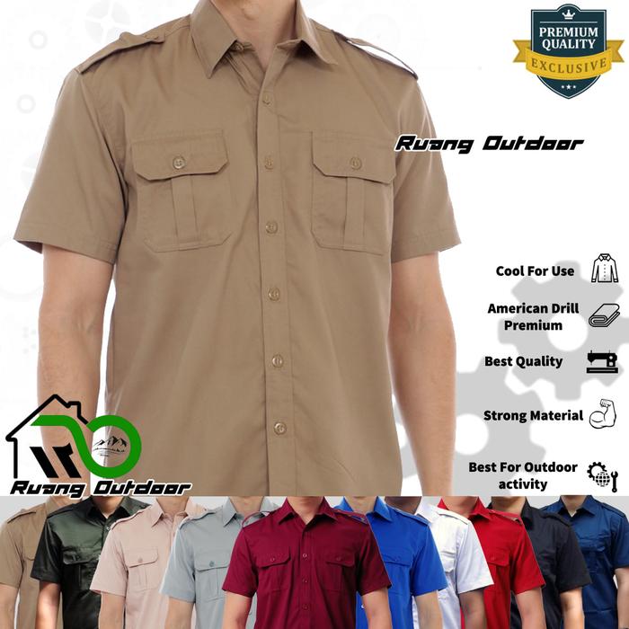 Jual Baju Kemeja PDL PDH Hitam Lengan Pendek Lapangan Gunung Dinas ...