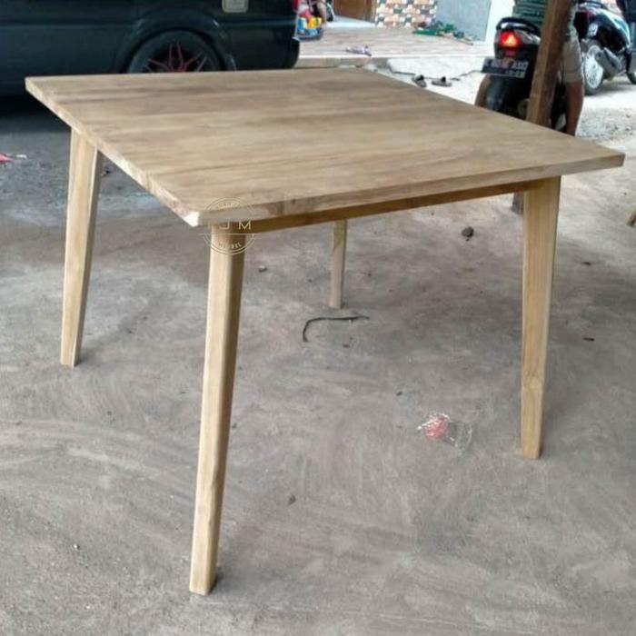 Jual dining table meja makan minimalis kayu jati meja cafe ukuran 80x80 ...