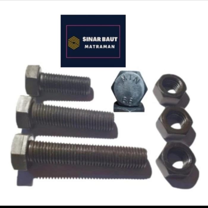 Jual baut mur baja 8.8 HTB M22x90mm FULL DRAT/hex bolt nut M22x9cm ...