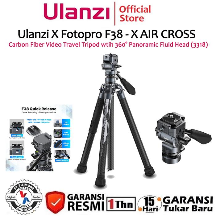 Promo Ulanzi x Fotopro F38 Carbon Fiber Travel Tripod with Fluid Head (3318) Cicil 0% 3x ...